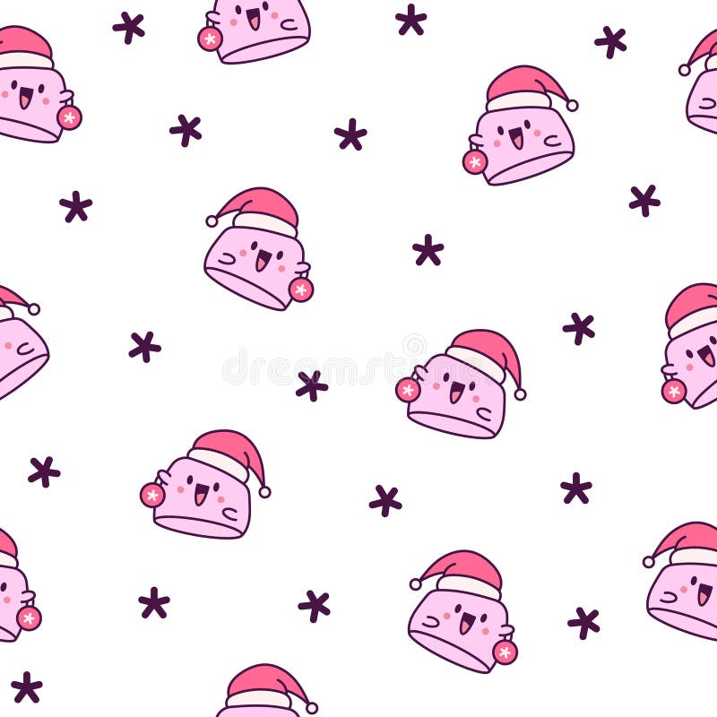 Kawaii Marshmallow Seamless Pattern Stock Vector Illustration Of