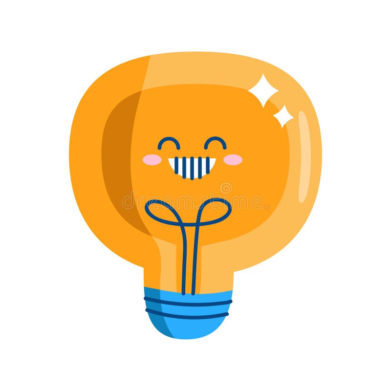 Kawaii Minimalist Flat Lightbulb Icon Representing Innovation Stock ...
