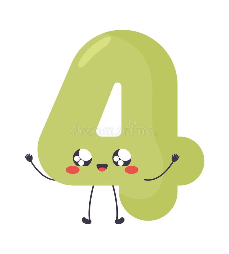 Kawaii number four stock vector. Illustration of smiling - 236656847