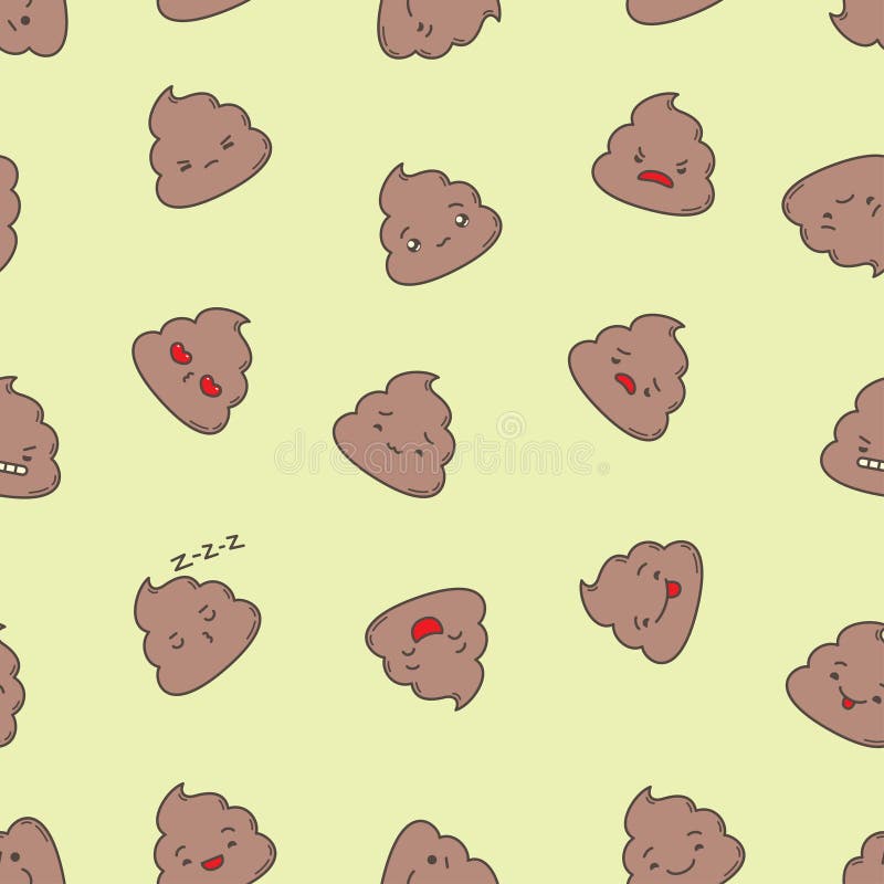 Kawaii Poop Seamless Pattern. Stock Vector - Illustration of seamless ...