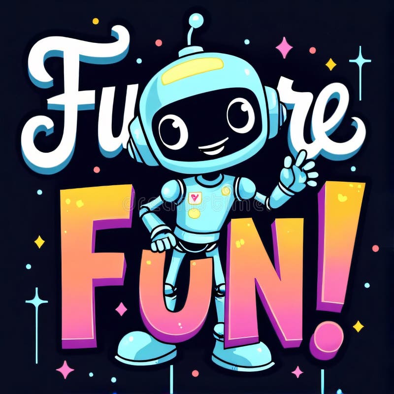 Kawaii Robot Future Fun T-Shirt Design Stock Illustration ...