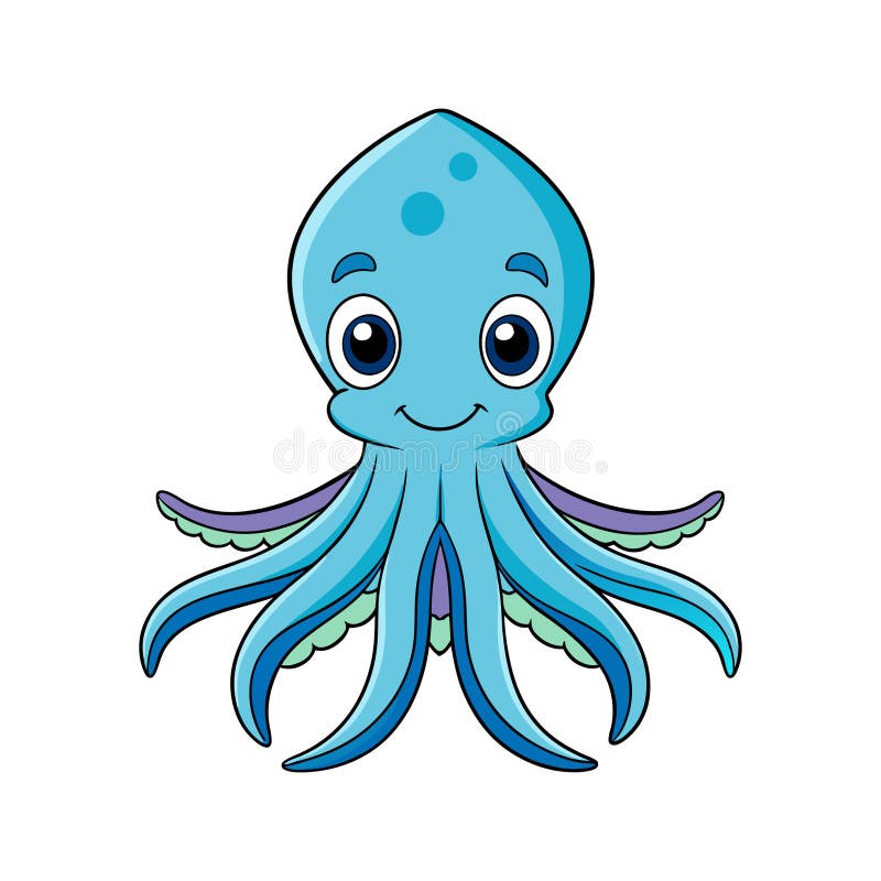 A Kawaii Style Cartoon Octopus Stock Vector - Illustration of kids ...
