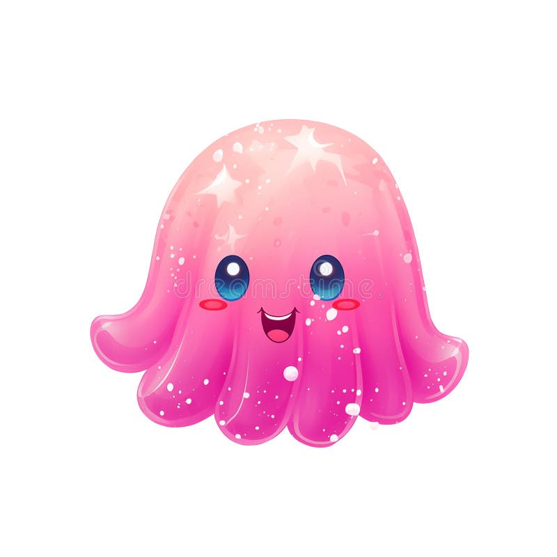 Kawaii-style Pink Jelly Blob Character Bouncing Stock Illustration ...