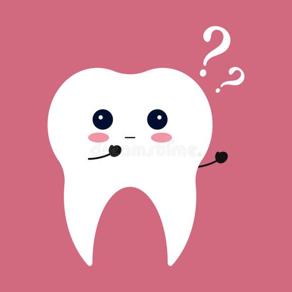 Kawaii Tooth with a Confused Expression Stock Vector - Illustration of ...
