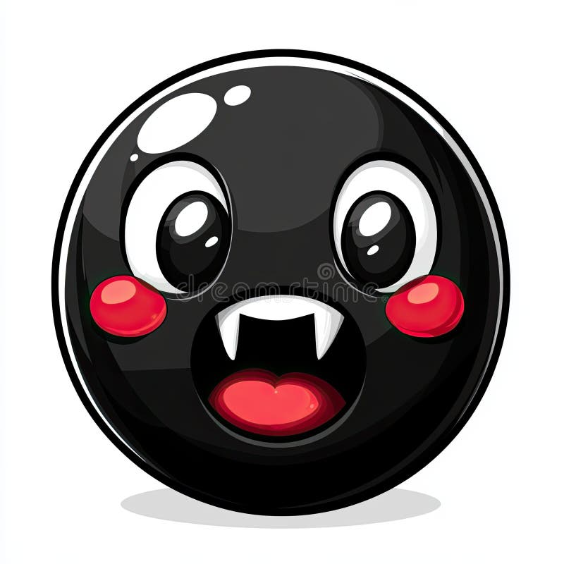 Kawaii Vampire Emoji with Surprised Expression and Small Fangs Stock ...