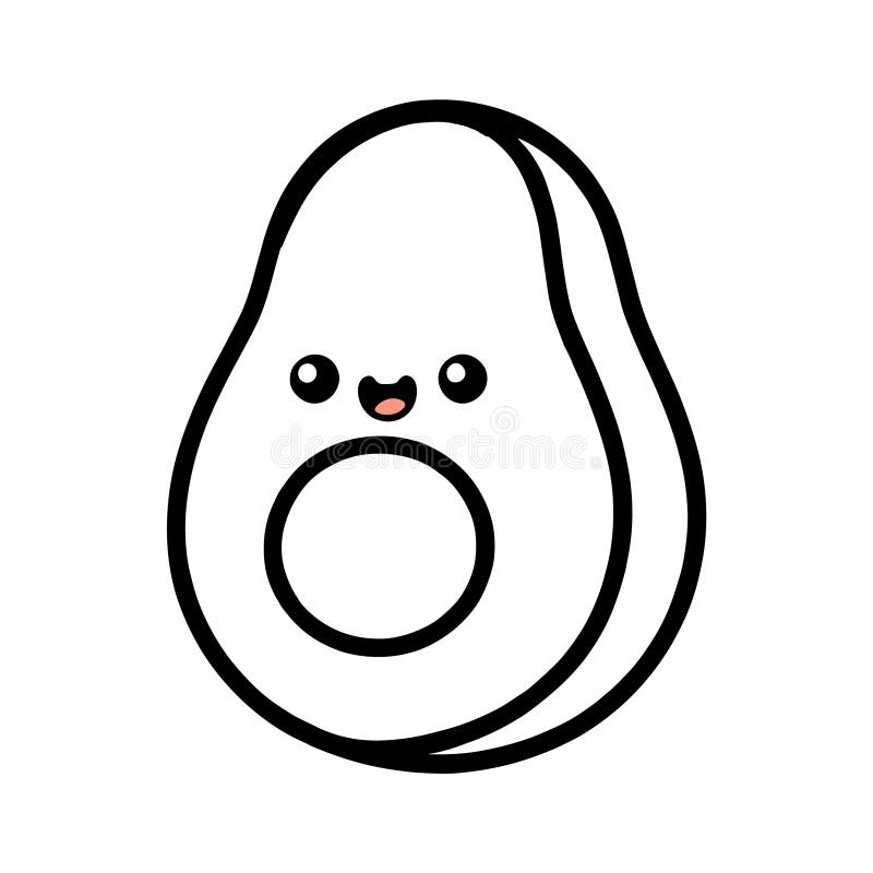 Kawaii Cute Avocado Drawing Vector Illustration Graphics Stock Vector Illustration Of Love