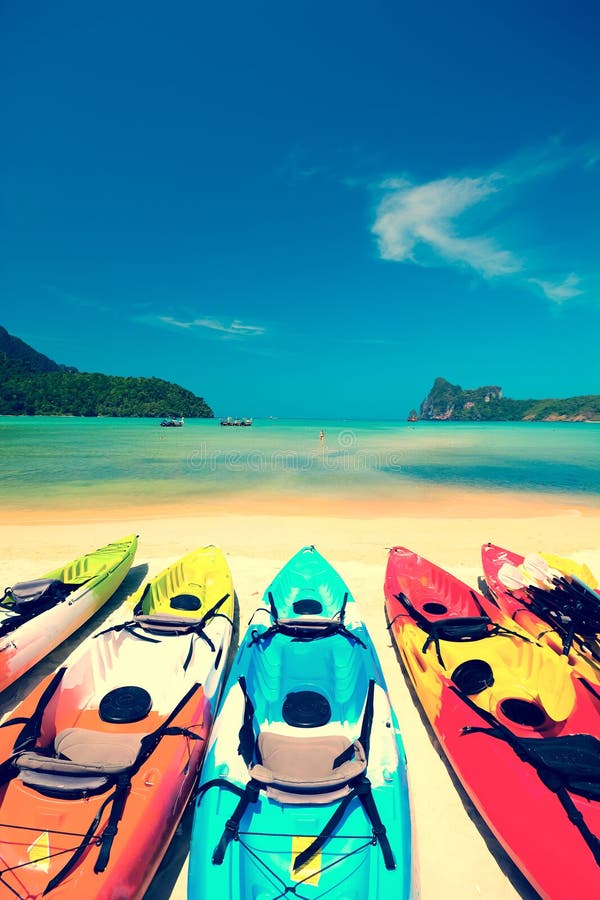 Kayak in Beautiful Beach in Thailand Stock Photo - Image of blue ...