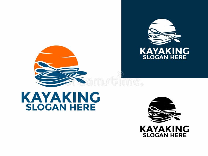 Kayak Boat Paddle Logo Vector, River Stream Kayaking Logo Design, Ocean ...