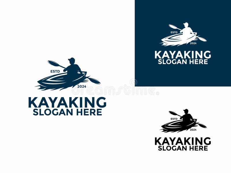 Kayak Boat Paddle Logo Vector, River Stream Kayaking Logo Design, Ocean ...