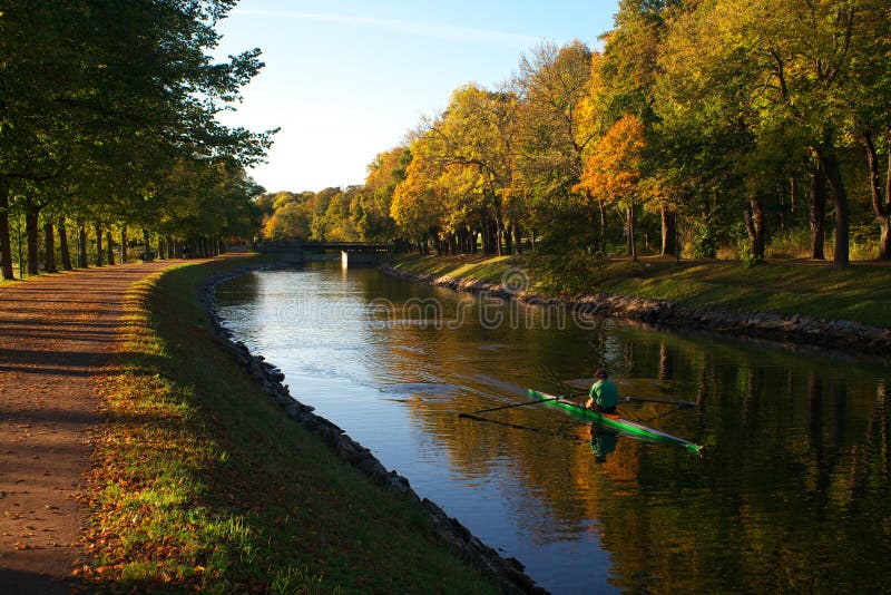 Kayak on canal stock image. Image of coloured, rows, exercising - 3326097