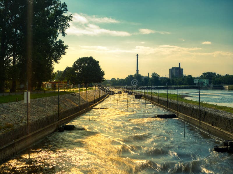 Kayak and Canoe Path Race Prague Stock Photo - Image of gates, fast ...