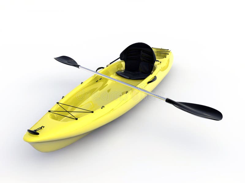 Kayak Jaune Avec La Palette, Vecteur Plat De Conception Avec La Longue ...