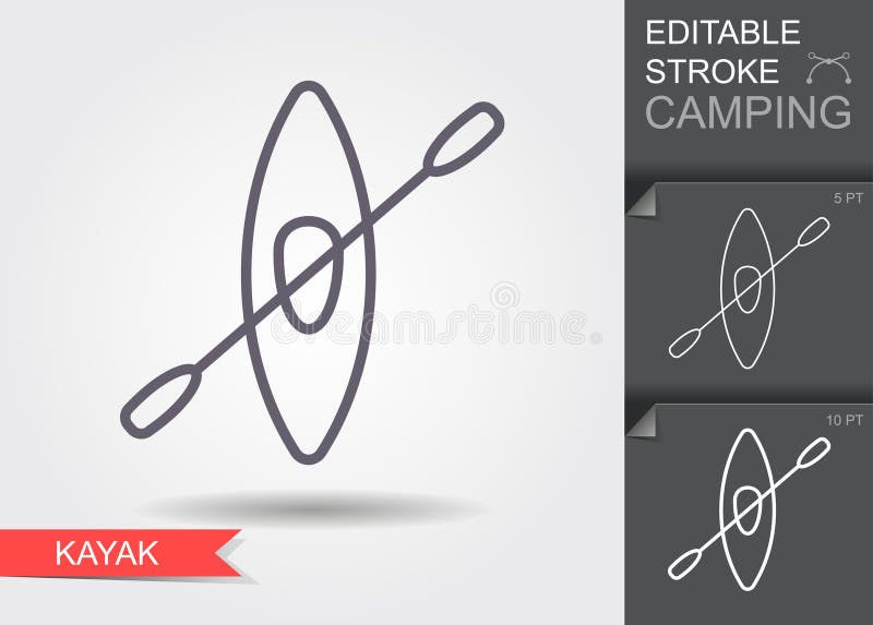 Kayak. Outline Icon with Editable Stroke. Linear Symbol of Camping with ...