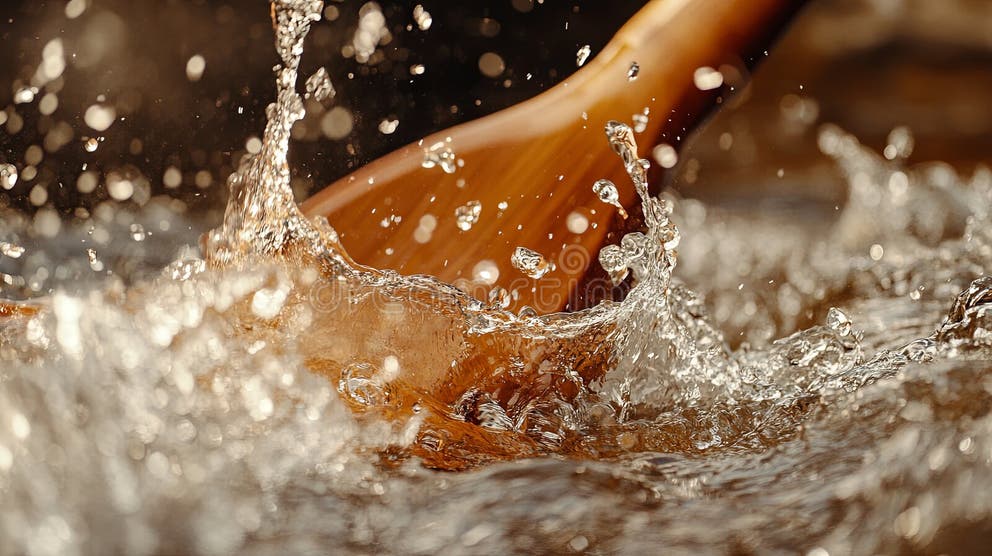 Kayak Paddle in Motion Splash, Close-up . Stock Image - Image of ...