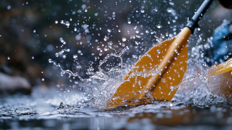 Kayak Paddle Splashing Water in River Stock Illustration - Illustration ...