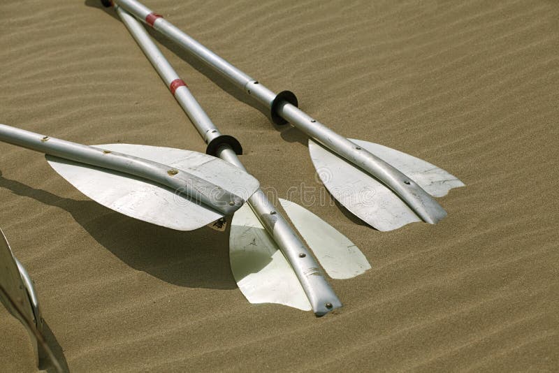 Kayak Paddles Laying in the Sand Stock Photo - Image of drought, quiet ...