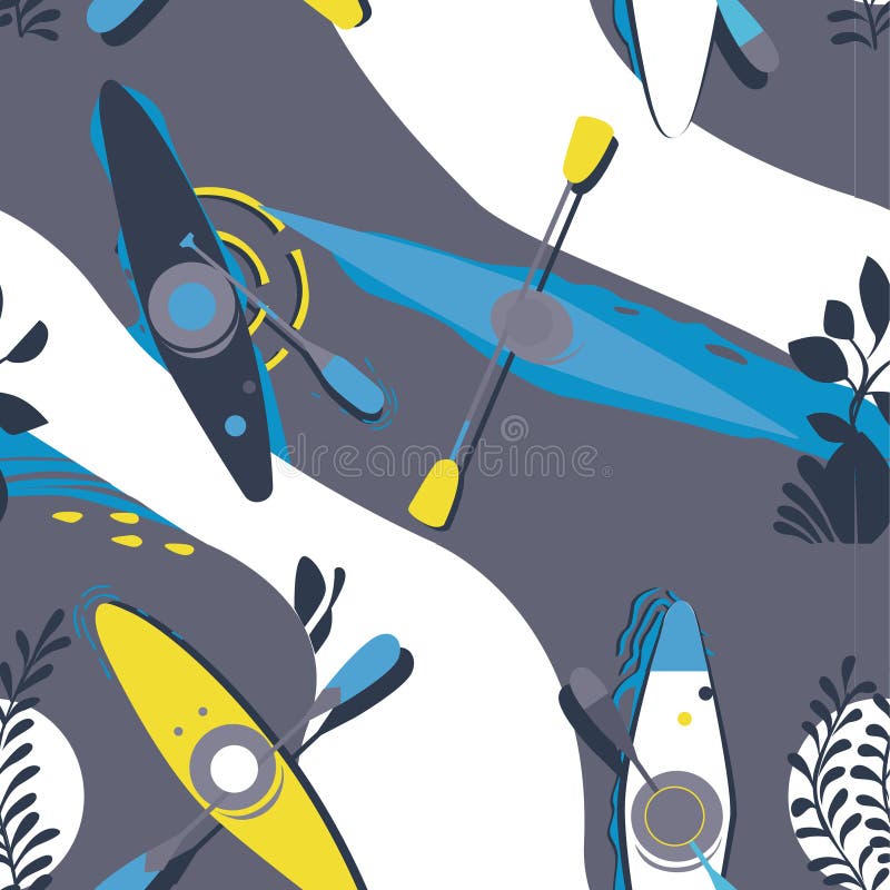 Kayak Pattern Seamless Design Graphic Stock Vector - Illustration of ...