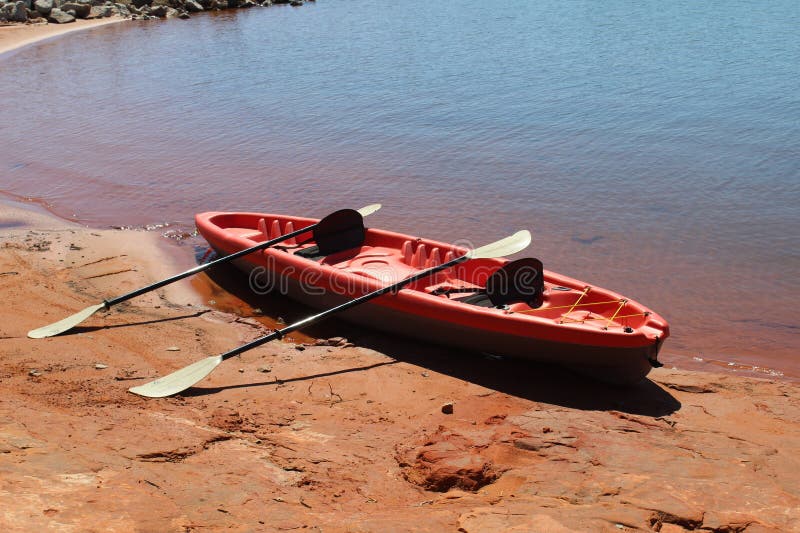 Kayak on the Shore of Lake Draper in Oklahoma Stock Image - Image of ...