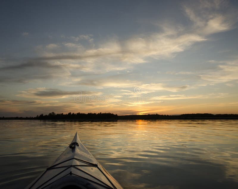 Lake at Sunset with a Boat stock photo. Image of reflection - 3158304