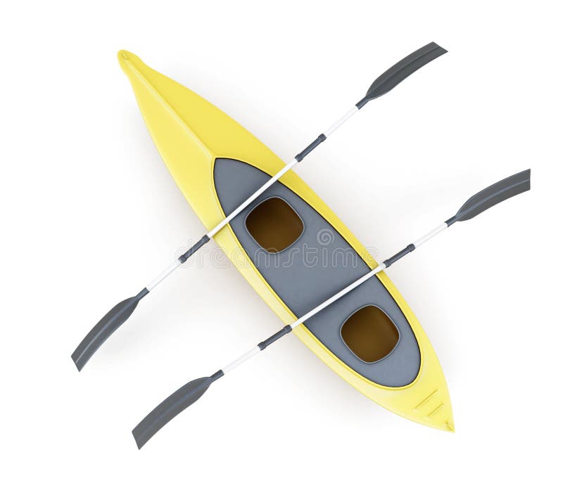 Double Kayak with Paddles Isolated on a White Background. 3d Rendering ...