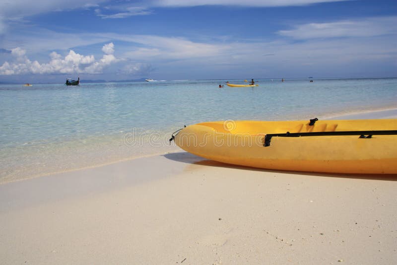 Kayak at the Tropical Beach Stock Photo - Image of canoe, destination ...