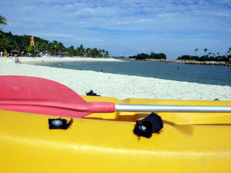 Kayak on Tropical Resort Beach Stock Image - Image of singapore ...