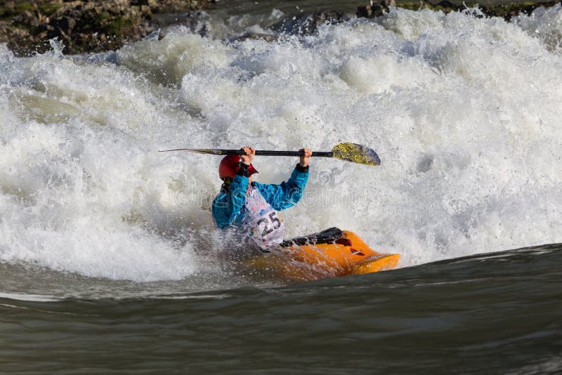 Kayak in whitewater stock image. Image of freestyle, adrenaline - 80873577