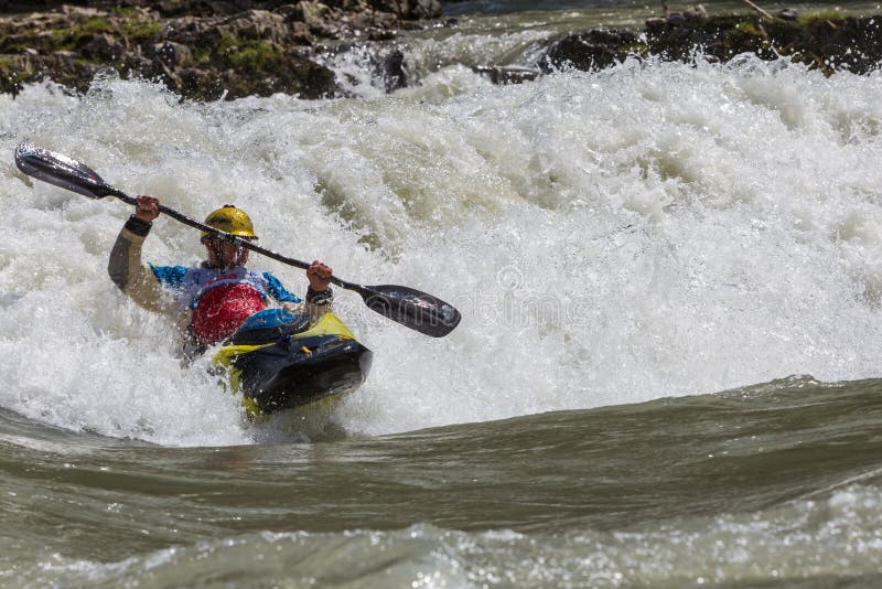 Kayak in whitewater stock photo. Image of paddle, adrenaline - 80873656