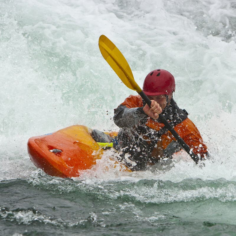 Kayaker in the waterfall stock image. Image of black - 23832013
