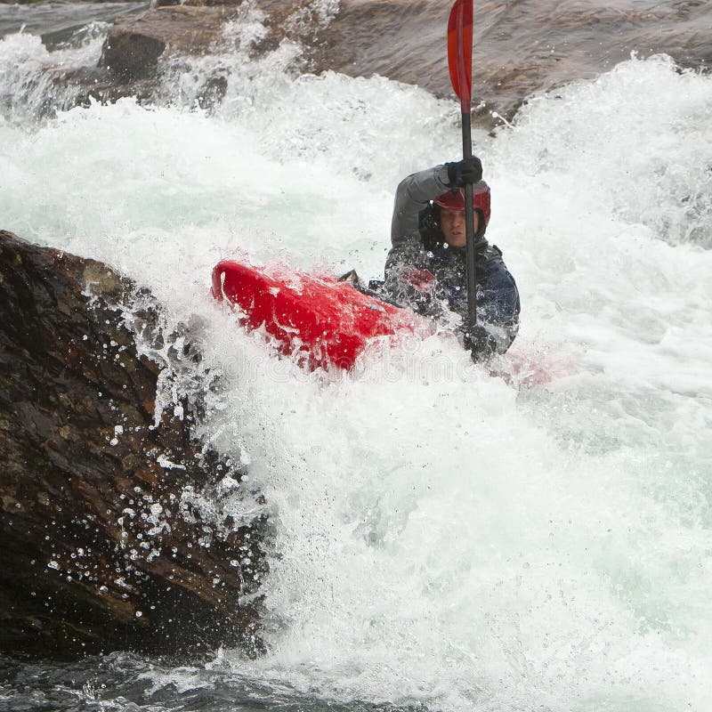 Kayaker in the waterfall stock image. Image of black - 23832013
