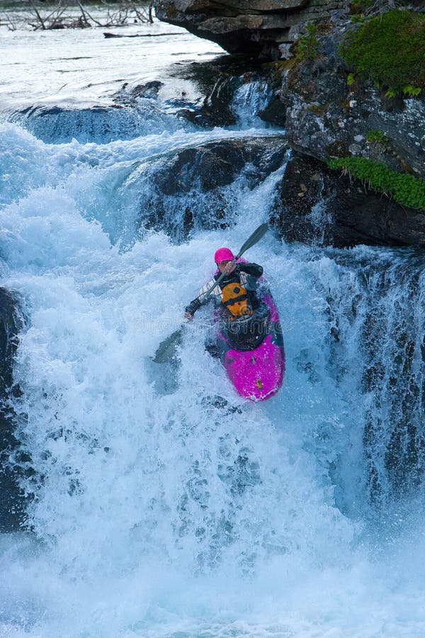 Kayaker in the waterfall stock image. Image of black - 23832013