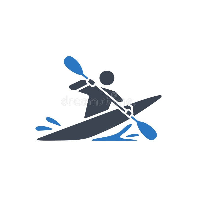 Kayaking Action Icon stock vector. Illustration of sport - 374473853