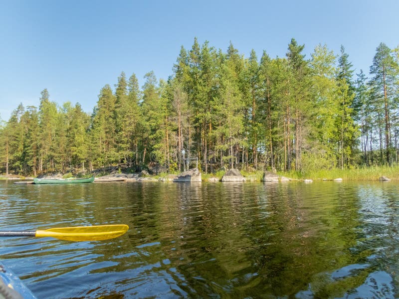 Kayaking on the Calm Saimaa Lake in Finland - 11 Stock Photo - Image of ...