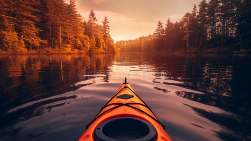 Kayaking on a Lake Outdoors Back View. Generative AI Stock Photo ...