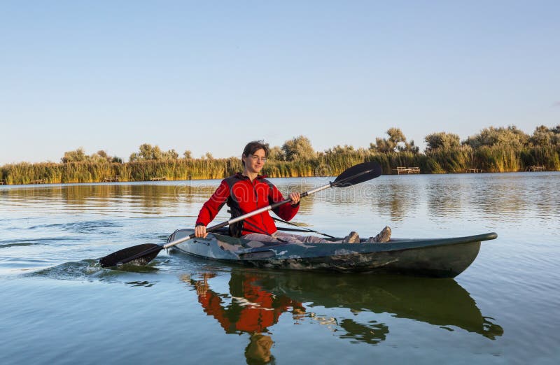 Kayaking stock image. Image of kayaking, male, activ - 196960141