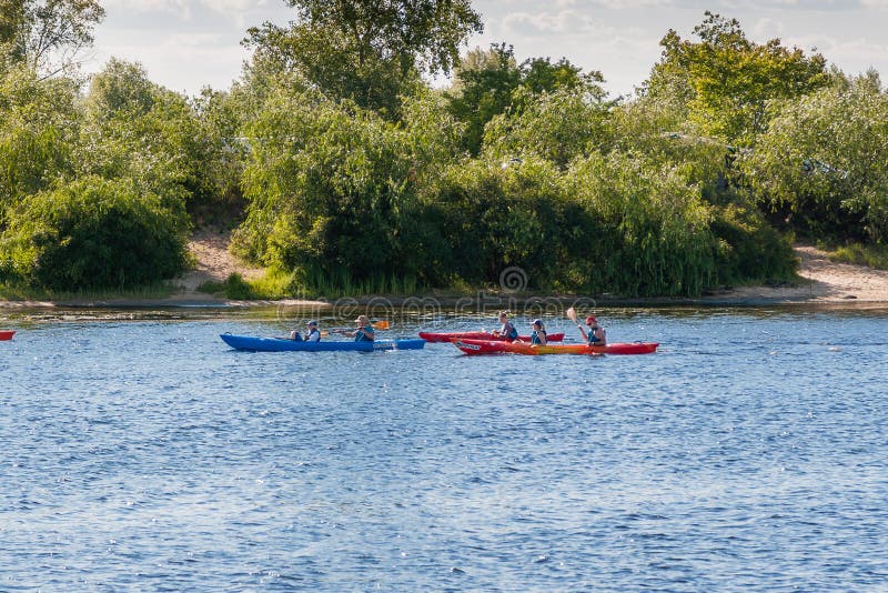 Kayaking on the River in Clear Weather Editorial Stock Photo - Image of ...