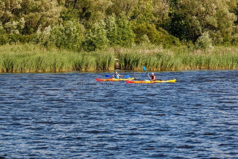 Kayaking on the River in Clear Weather Editorial Image - Image of ...