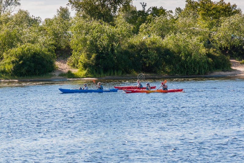 Kayaking on the River in Clear Weather Editorial Stock Photo - Image of ...