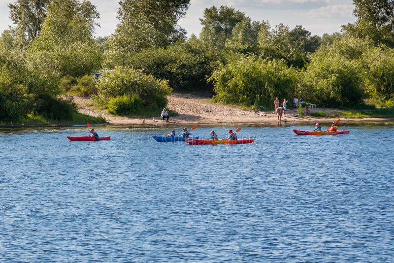 Kayaking on the River in Clear Weather Editorial Image - Image of ...