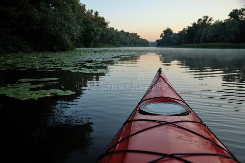 Man kayaking on the river stock image. Image of water - 176800133