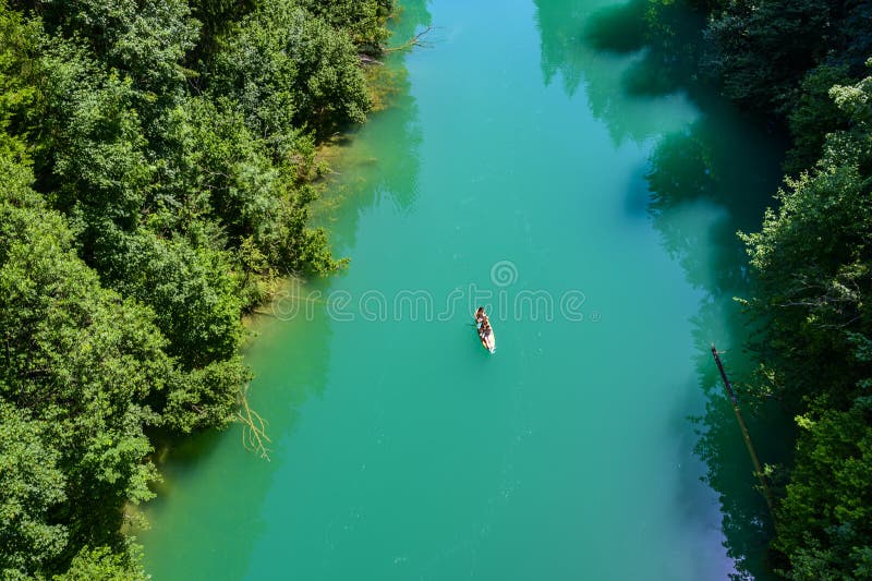 Kayaking on River in Forest - Beautiful Nature Scenery Stock Photo ...