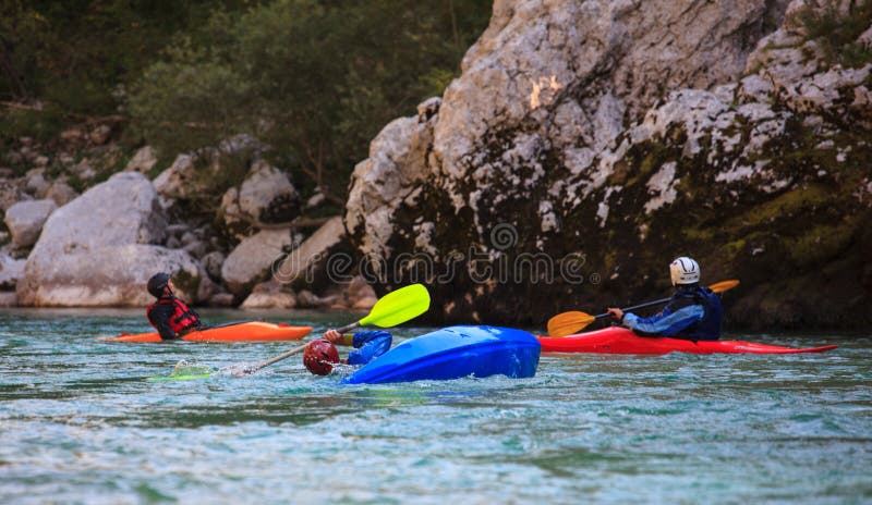 Kayaking on the Soca River, Slovenia Editorial Photography - Image of ...