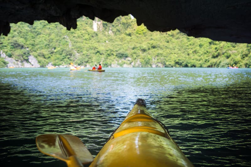 Kayaking Though the Caves First Person Stock Image - Image of kayaking ...
