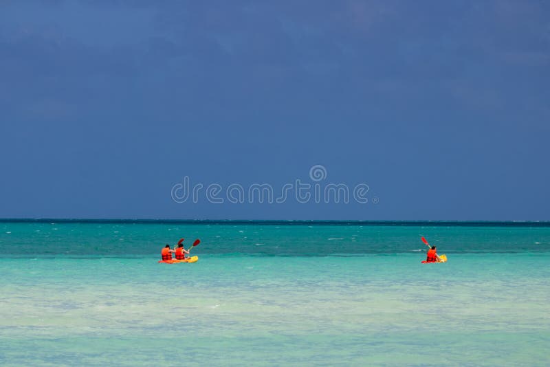 Kayaking on the Turquoise Carribean Ocean Editorial Image - Image of ...