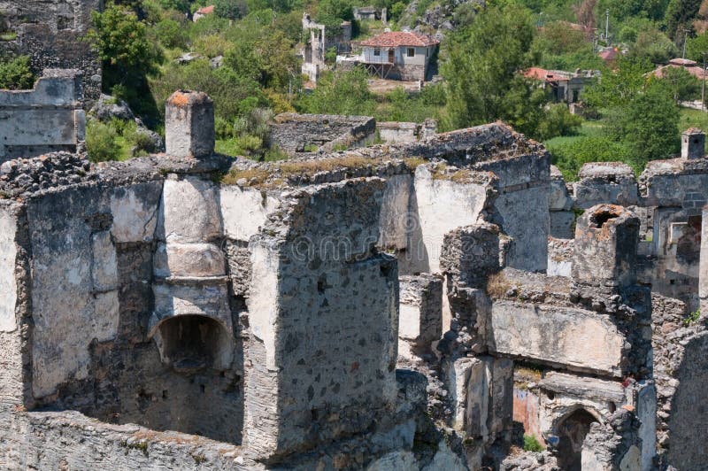 Kayakoy, Spookstad in Turkije Stock Foto - Image of ruïneus, huis: 36535574