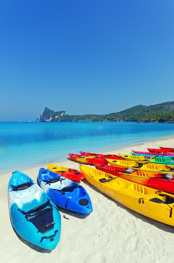 Kayaks stock image. Image of beach, blue, brightly, resort - 22020081
