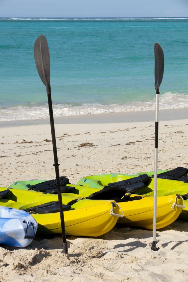 Kayaks stock image. Image of blue, sand, paddle, kayak - 22181401