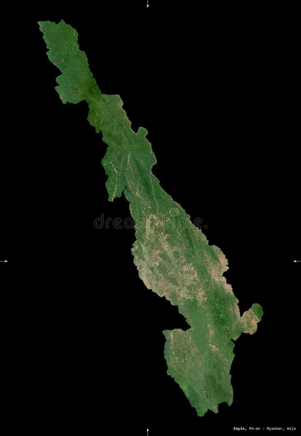 Kayin, Myanmar - Black Solid. Sentinel-2 Satellite Stock Illustration ...
