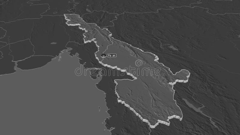 Kayin, Myanmar - Extruded with Capital. Bilevel Stock Illustration ...