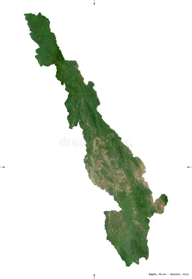 Kayin, Myanmar - Isolated. Sentinel-2 Satellite Stock Illustration ...